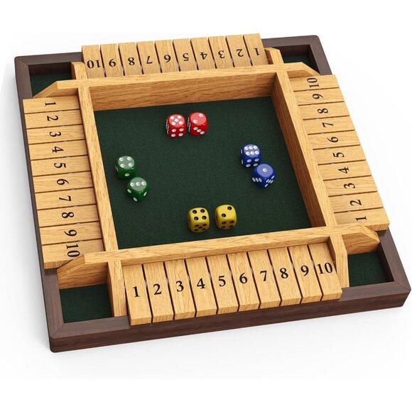 Accessories | Shut The Box Game 4 Player Wooden Board Game Dice Game ...